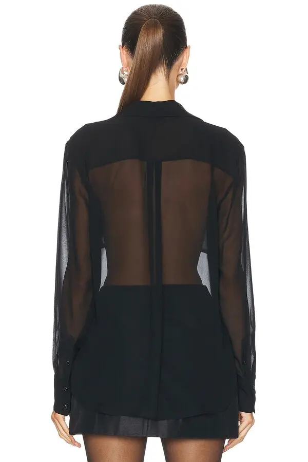 NICHOLAS Chloe Sheer Double Pocket Long Sleeve Shirt - Black