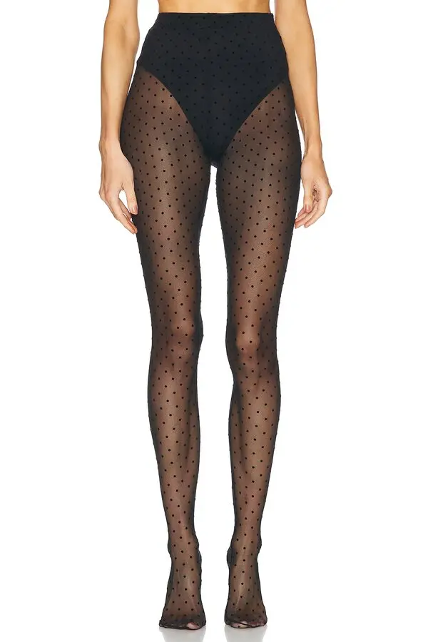 Wardrobe.NYC Polka Dot Tights - Black