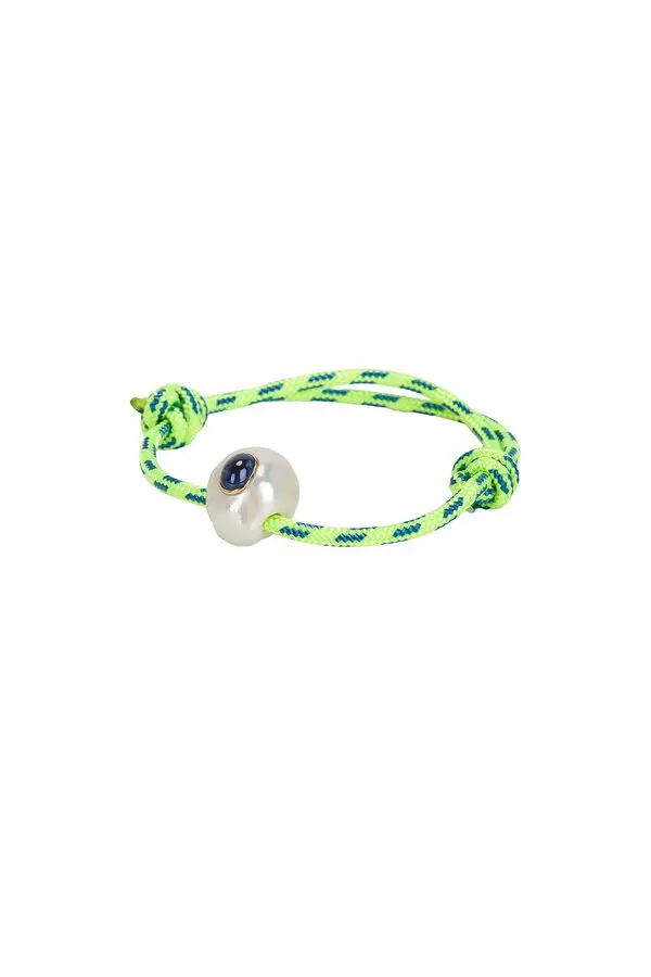 Dezso By Sara Beltran Bead Surf Cord Bracelet - Pearl  Kyanite  & Green Paracord