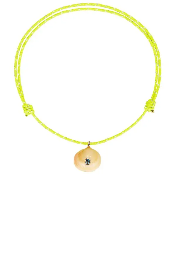 Dezso By Sara Beltran Anandara Oval Kyanite Charm Necklace - Natural & Yellow Paracord