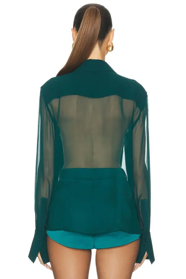 SANS FAFF Meghan Panelled Silk Blouse - Teal