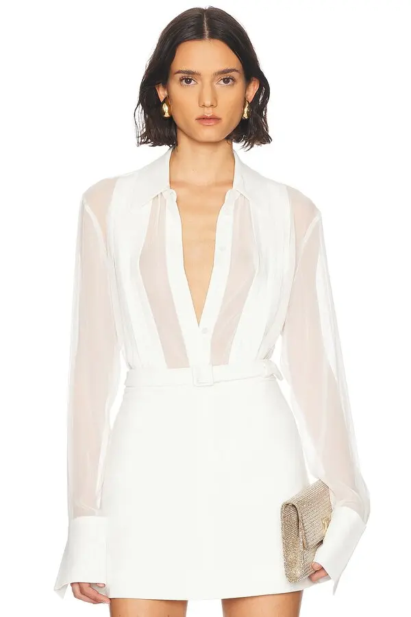 SANS FAFF Meghan Panelled Silk Blouse - White