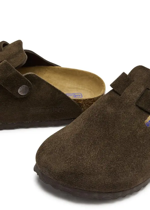 BIRKENSTOCK Suede Boston Clogs - Brown