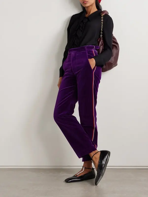 BODE Showcase Striped Cotton-velvet Trousers