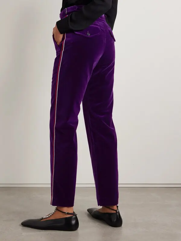BODE Showcase Striped Cotton-velvet Trousers