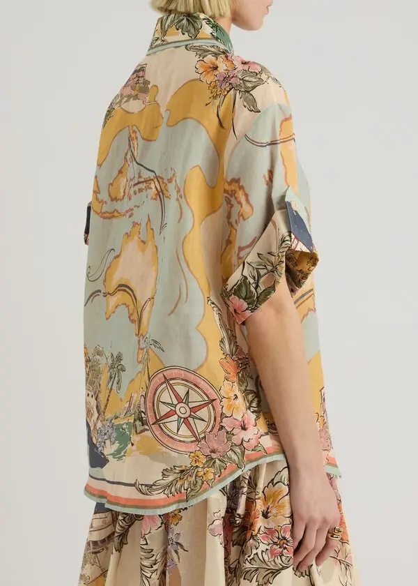 Zimmermann Crush Printed Ramie Shirt
