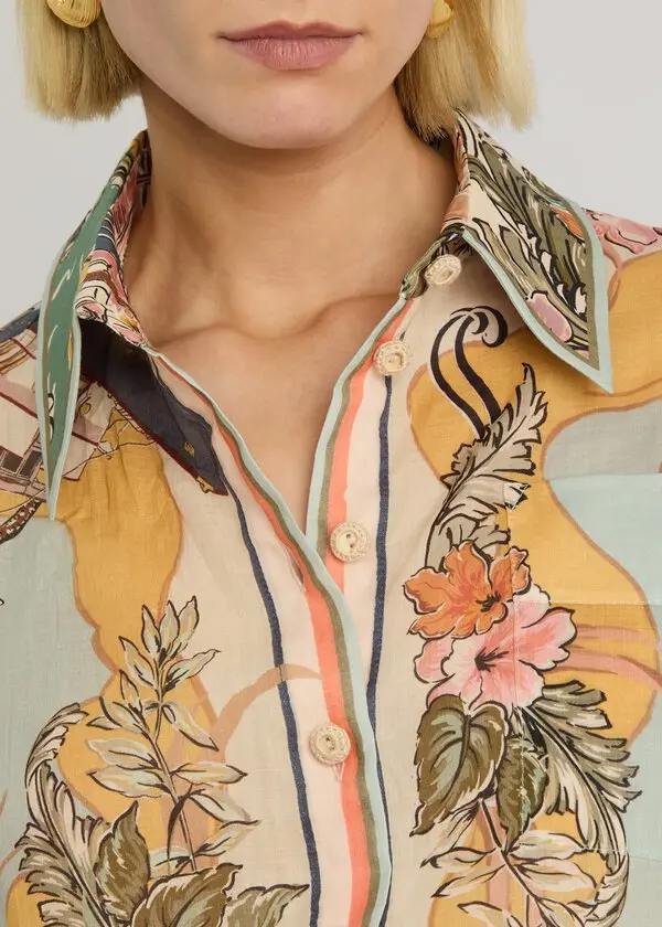 Zimmermann Crush Printed Ramie Shirt