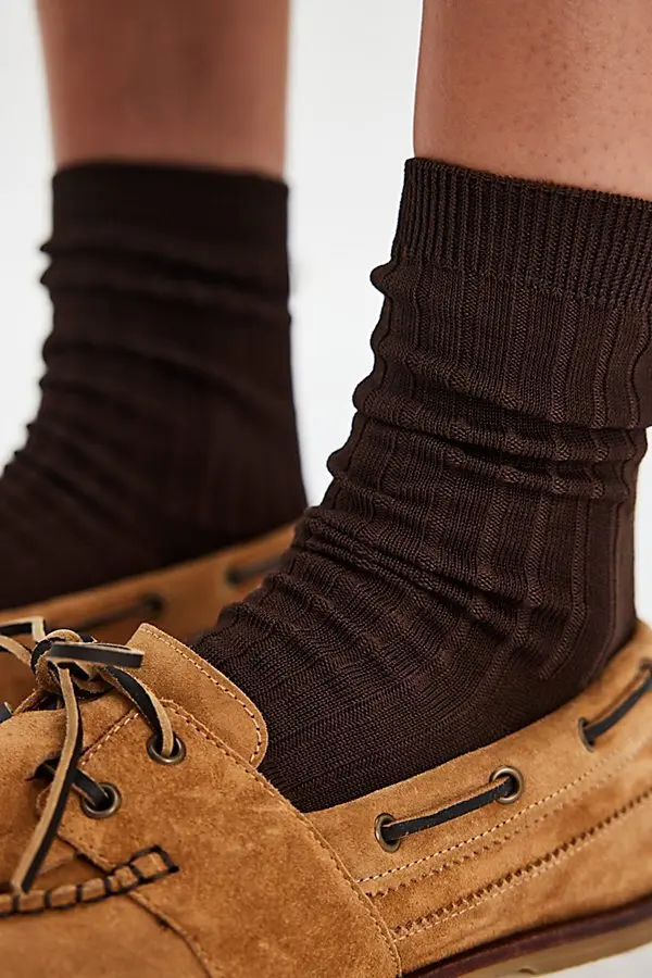 LE BON SHOPPE Ribbed Cotton-blend Socks - Coffee