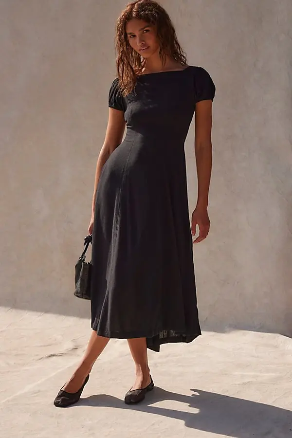 Free People Jackie Midi Dress - Black | Editorialist