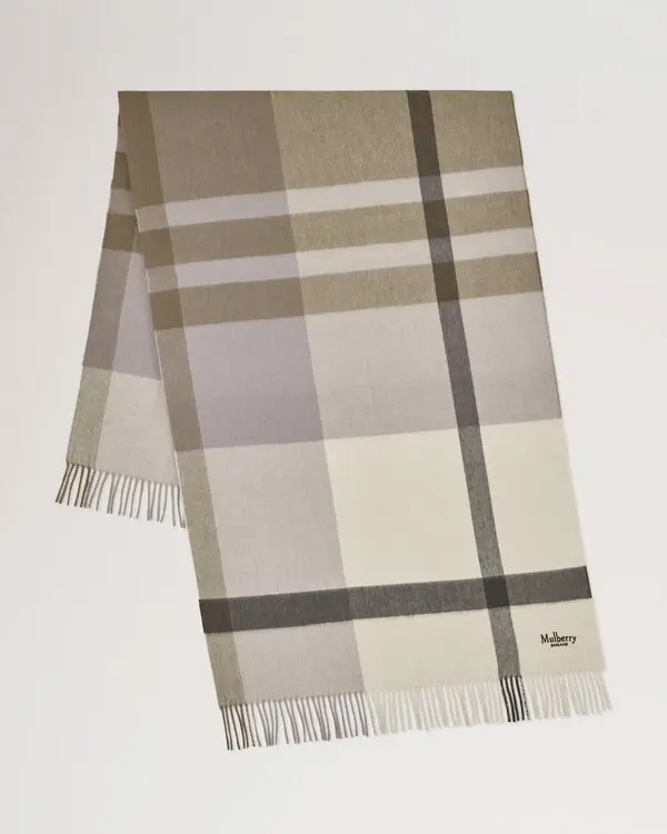 mulberry - Large Check Merino Wool Scarf