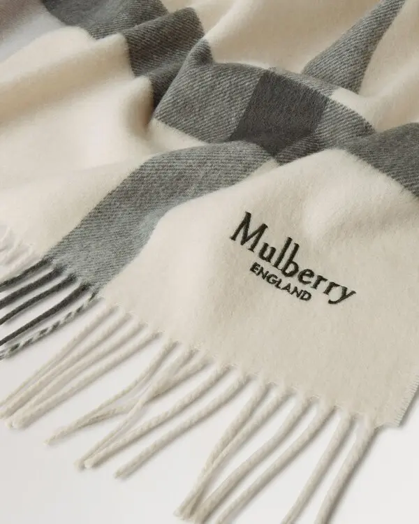 mulberry - Large Check Merino Wool Scarf