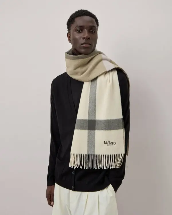 mulberry - Large Check Merino Wool Scarf