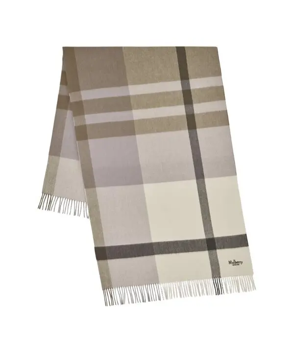 Mulberry Large Check Merino Wool Scarf