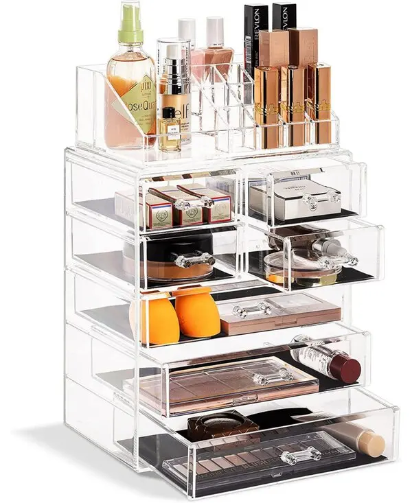 SORBUS Medium Makeup Organizer Set - Clear