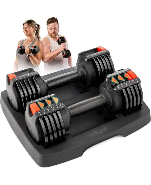 LIFEPRO 15lbs Adjustable Dumbbells - Black