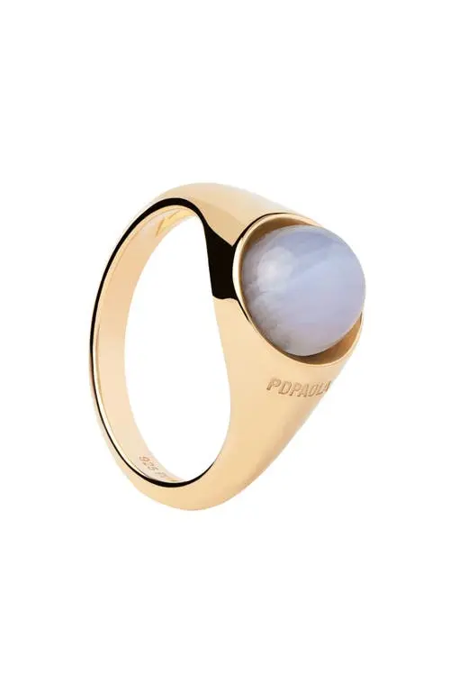 PDPAOLA Agate Signet Ring - Blue Lace