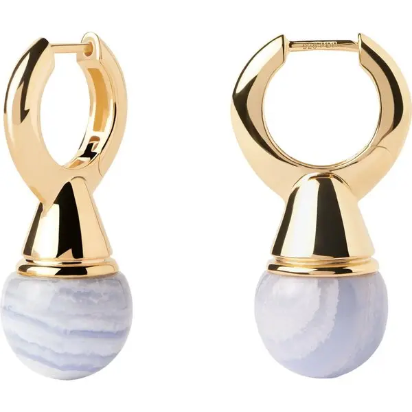 PDPAOLA Agate Riviera Hoop Earrings - Blue Lace