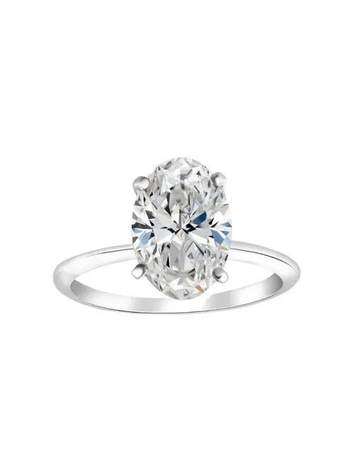BLISS DIAMOND Certified 2ct Oval Lab Grown Diamond Solitaire Ring - 14k White Gold
