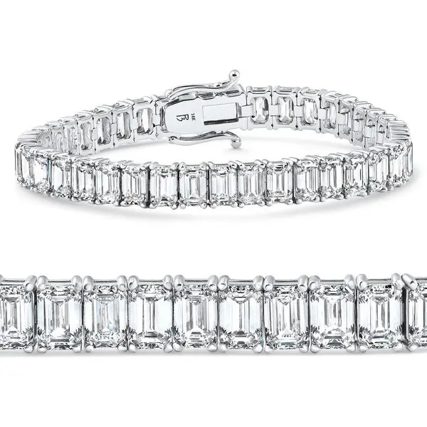 BLISS DIAMOND 28ct Emerald Diamond Tennis Bracelet - 14k White Gold