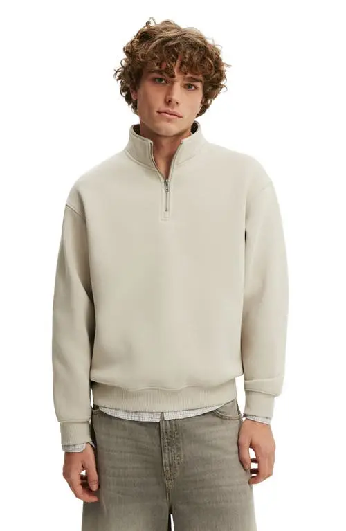 COTTON ON 1/4 Zip Fleece - Stone