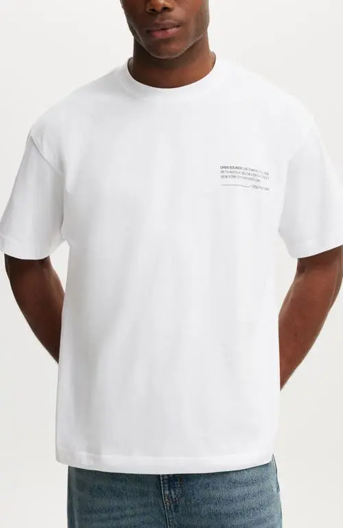 COTTON ON Box Fit Text T-shirt - White Open Sounds