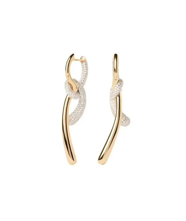 PDPAOLA Pave Twist Hoop Earrings - Gold