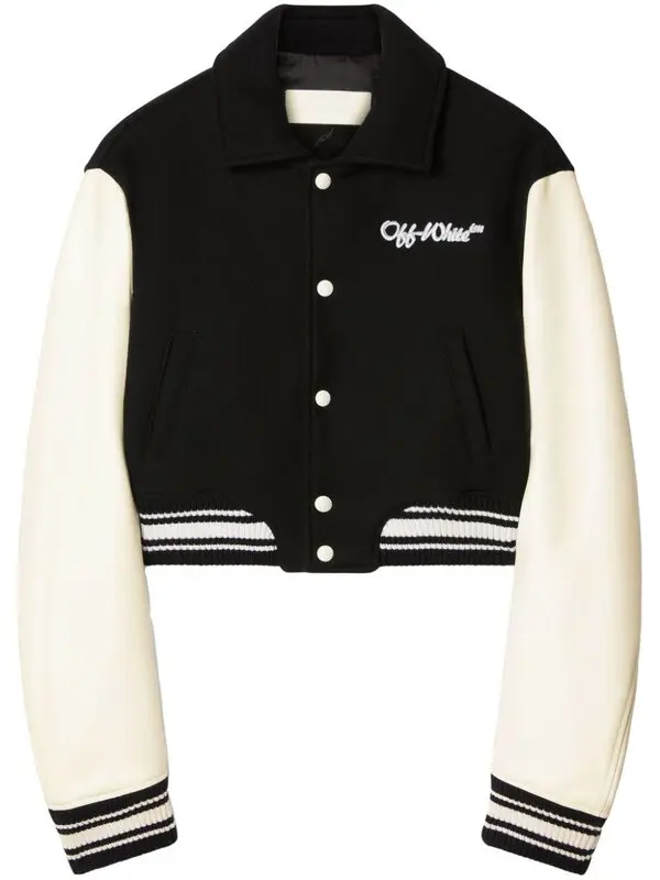 Off-White Cropped Bomber Jacket - White