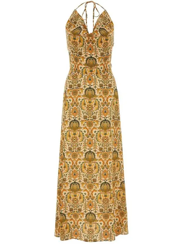 PANTAMOLLE Rosy Printed Maxi Dress