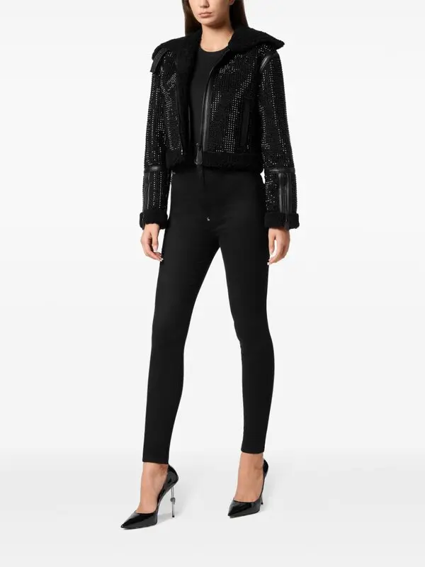 Philipp Plein Crystal Shearling Jacket
