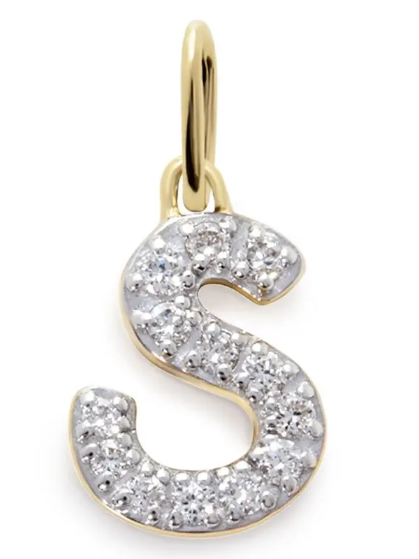 Monica Vinader 14kt Yellow Initial S Diamond Pendant - Gold