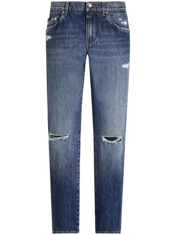 Dolce & Gabbana Ripped Straight-leg Jeans - Blue