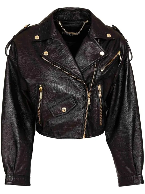 Just Cavalli Leather Biker Jacket - Black