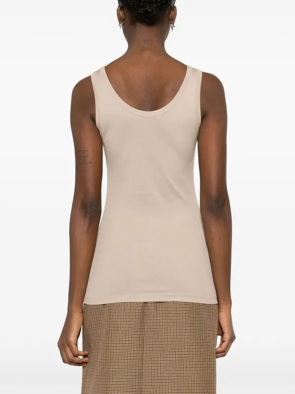 Prada Ribbed Knit Scoop Neck Tank Top - Neutrals