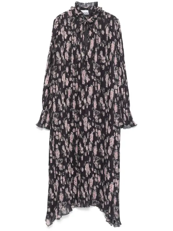 GANNI Flora-printed Georgette Dress