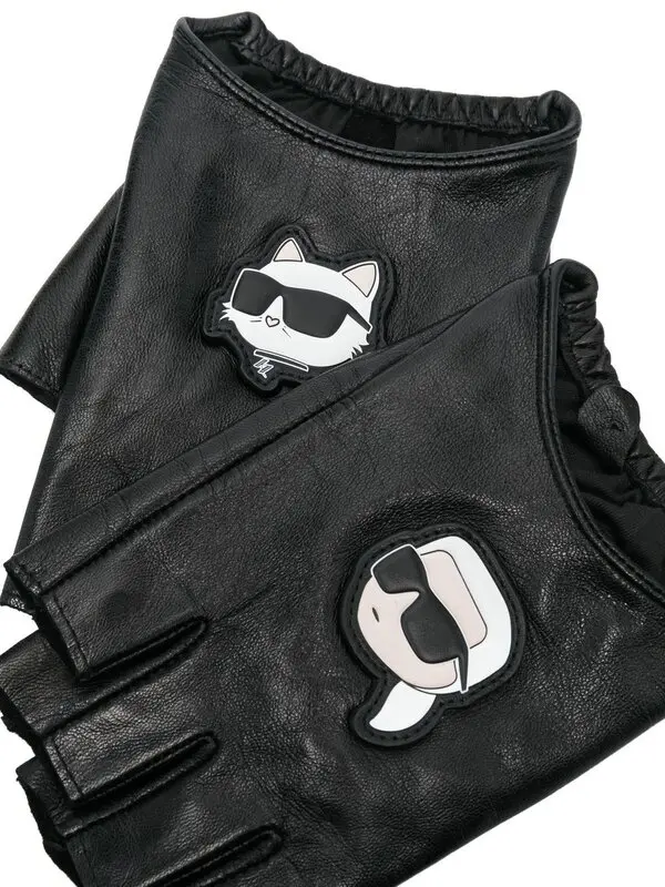 Karl Lagerfeld Ikon Leather Fingerless Gloves