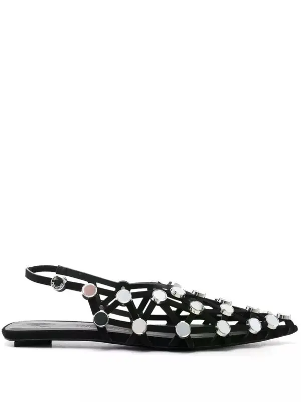 Attico Grid Slingback Sandals - Black