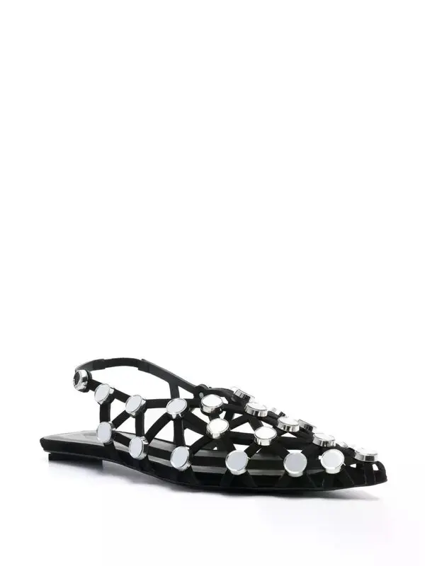Attico Grid Slingback Sandals - Black