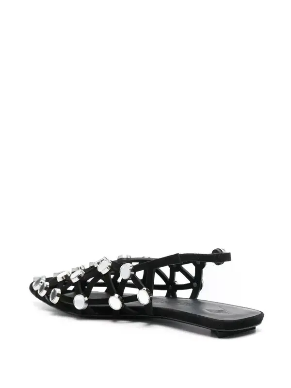 Attico Grid Slingback Sandals - Black