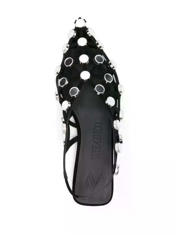 Attico Grid Slingback Sandals - Black
