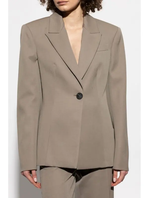 Attico Single-Breasted Blazer Neutrals 42% Off Editorialist