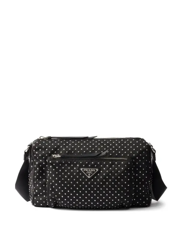 Prada Studded Re-nylon Shoulder Bag