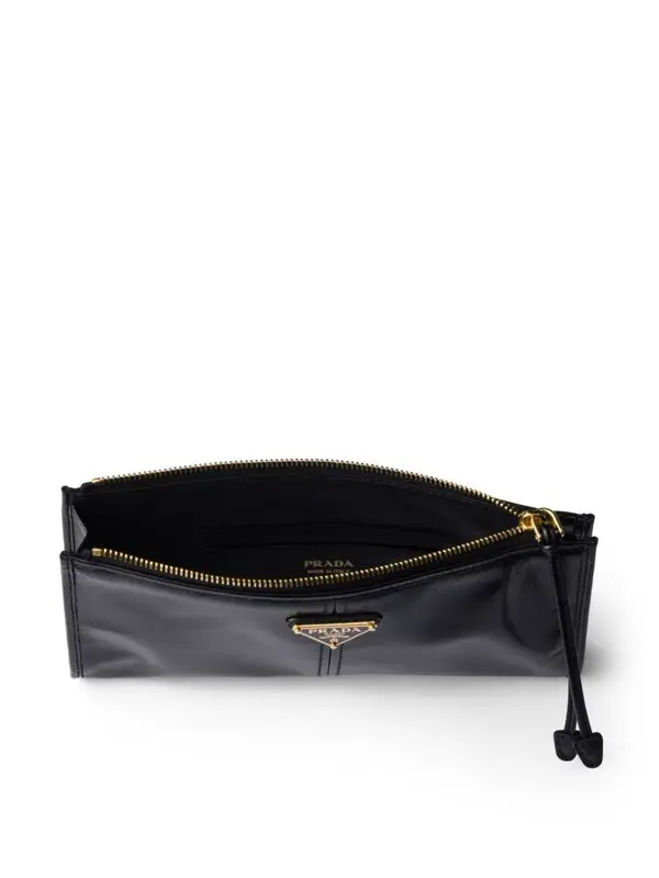 Prada Leather Pouch Bag - Black