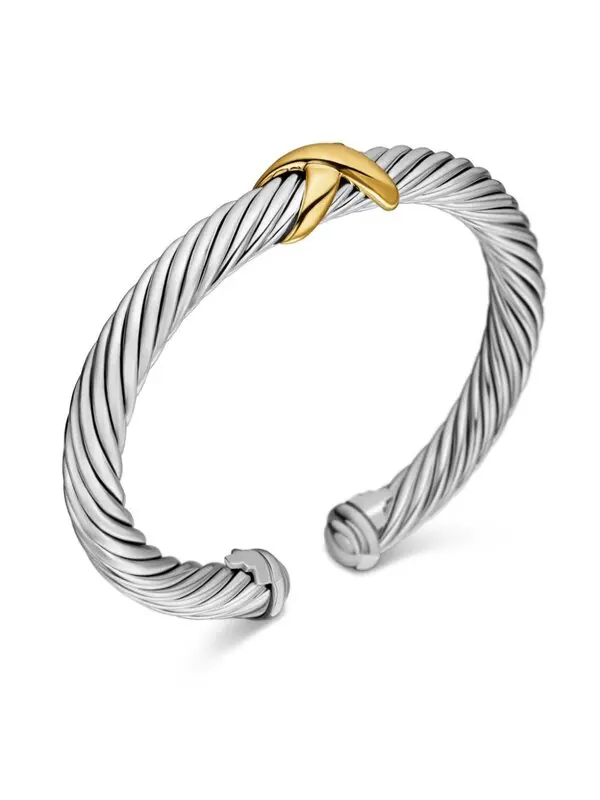 David Yurman 14kt Yellow Gold And Sterling Silver Classic Cable Bracelet - S4 Silver
