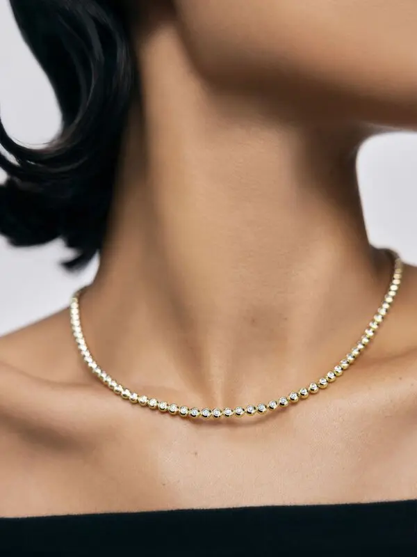 Monica Vinader Lab Grown Diamond Essential Tennis Necklace - Gold