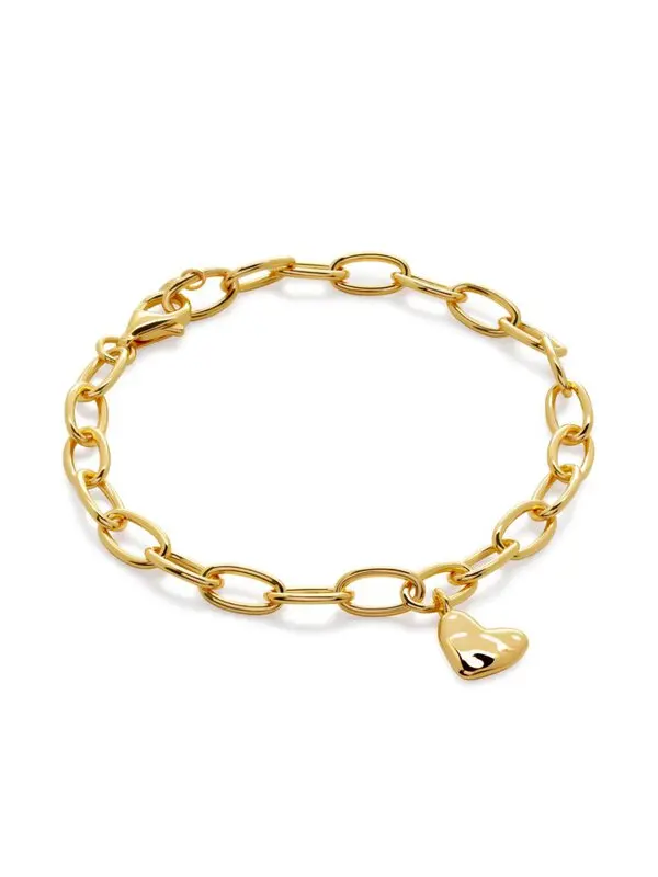 Monica Vinader 18kt Vermeil Heart Charm Bracelet - Gold