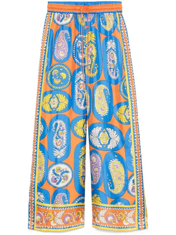 ALEMAIS Luis Paisley Print Trousers - Orange