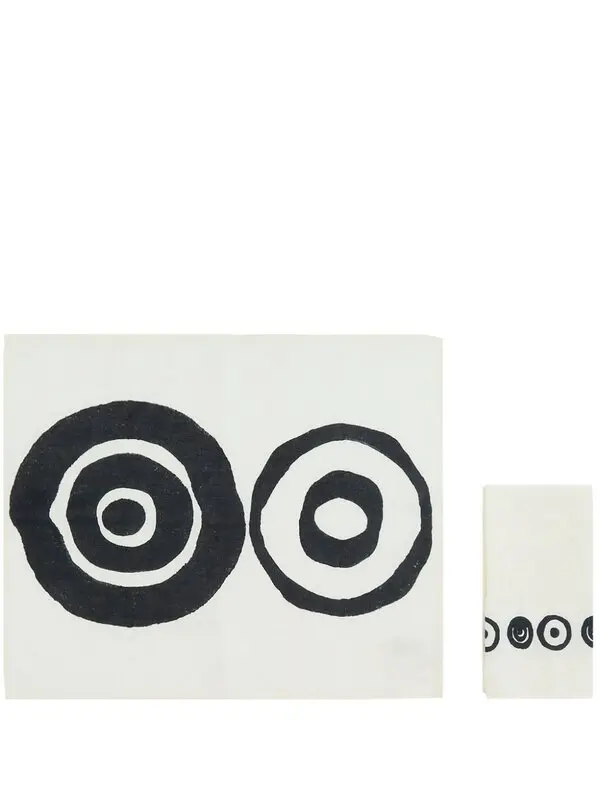 10 CORSO COMO Circles-print Linen Placemat And Napkin Set - White