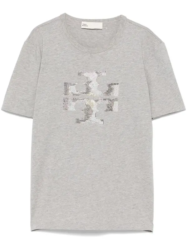 Tory Burch Crystal Logo T-shirt - Grey