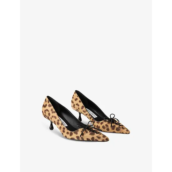 JIMMY CHOO Scarlett 50 Leopard-pattern Calf-hair Courts - Natural