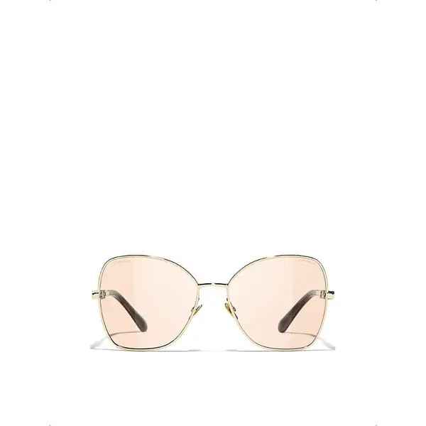 Chanel Butterfly-frame Metal Sunglasses - Gold